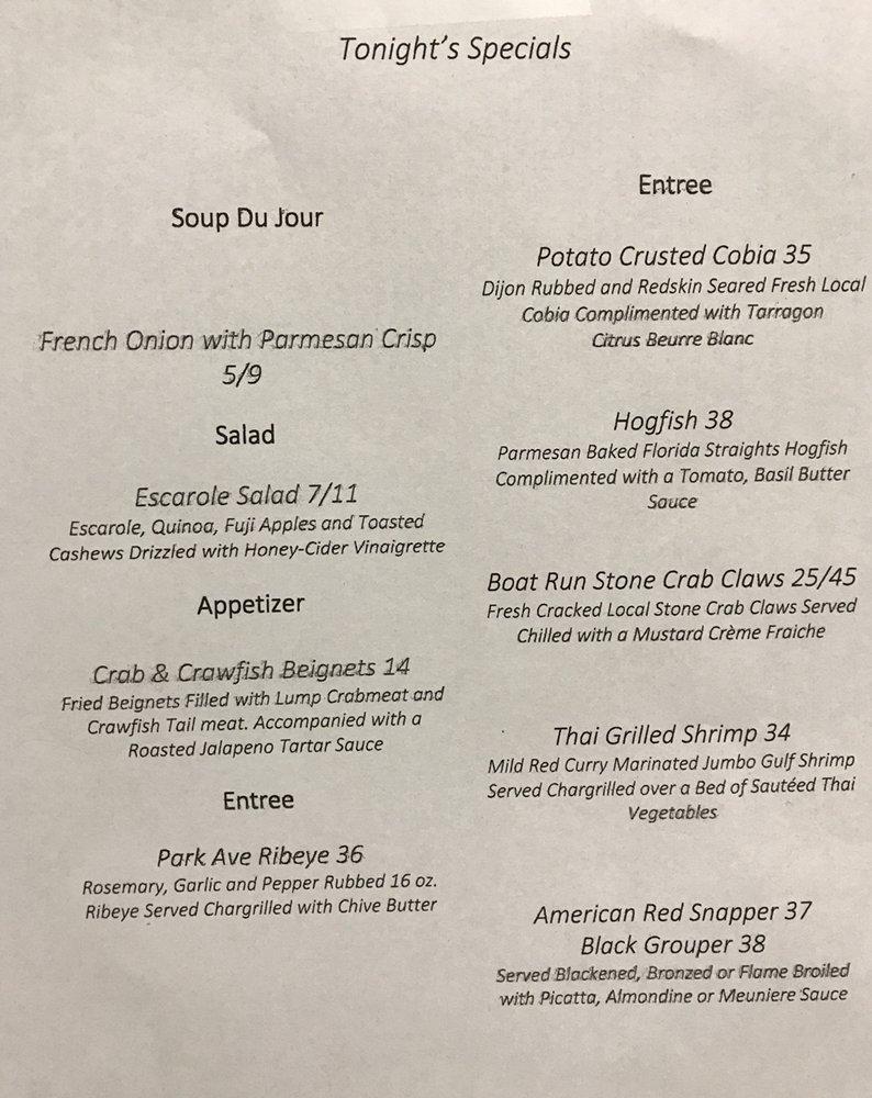 Menu at Temptation Restaurant, Boca Grande