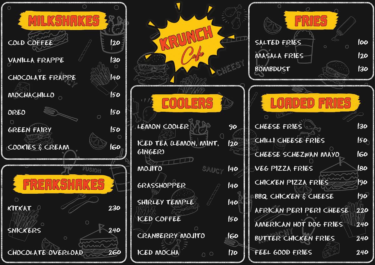 Menu at The Krunch Story "Chapter 1 - Cafe", Mapusa