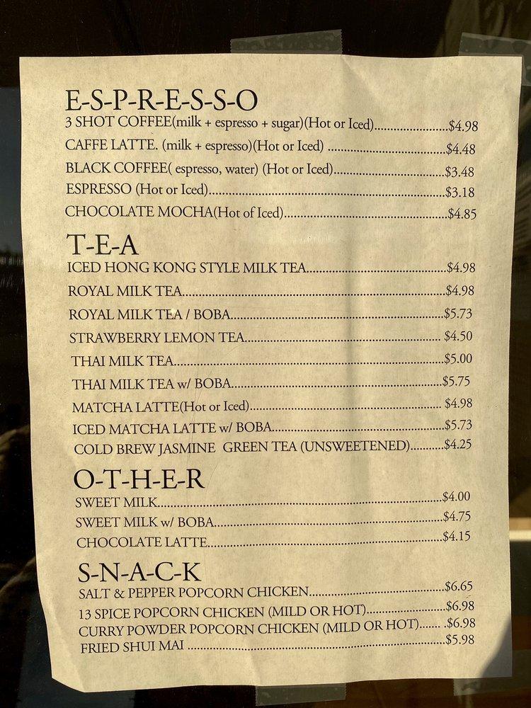 Menu at The Milk Tea Company restaurant, Rosemead