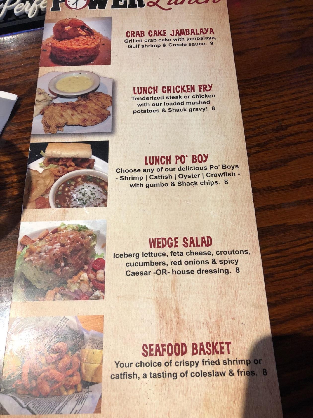 Menu at The Shack pub & bar, Oklahoma City, Quail Pointe Dr