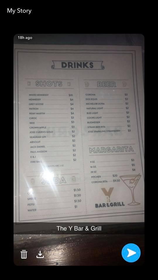 Menu at The Y Bar & Grill, Wrightsville