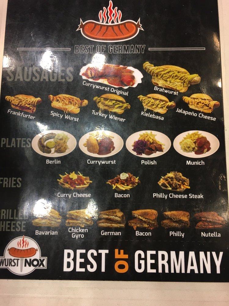 Menu at Wurst Nox restaurant, San Diego