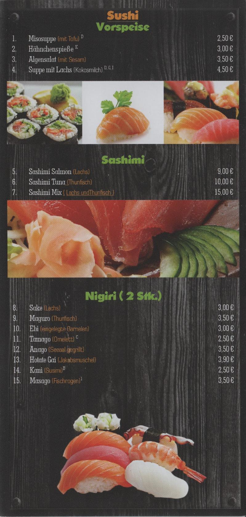 Speisekarte von BUNT Sushi restaurant, Potsdam