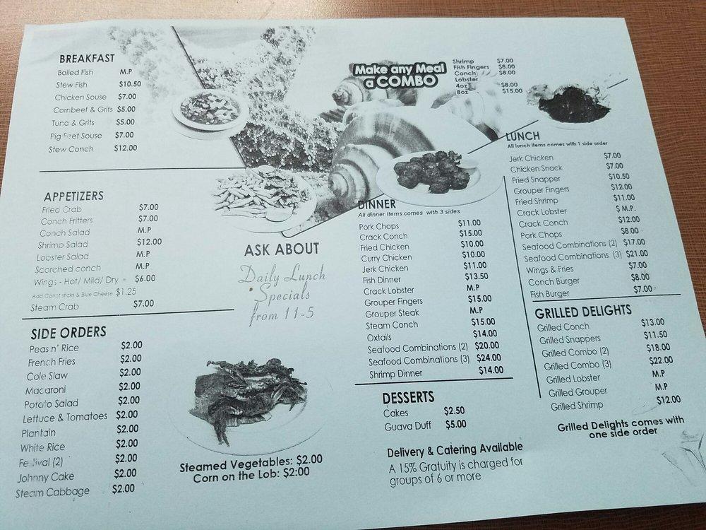 Menu at Conch Heaven restaurant, Miami, NW 27th Ave