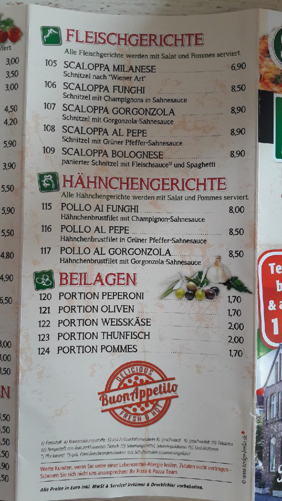 Speisekarte von Da Alberto - Pizza & Pasta, Wildau
