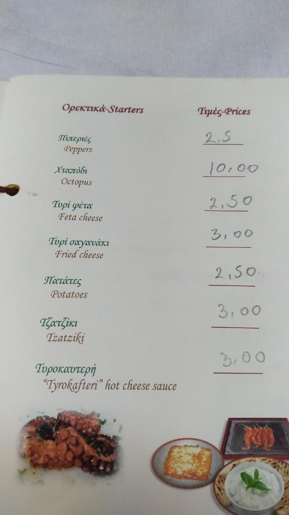 Menu at Το Στεκι кафе от Ивана, Athens, Sofokleous 19