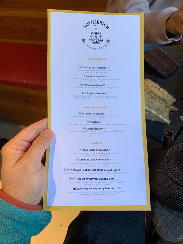 Carta de EQUILIBRIUM CAFÉ, Barcelona, C/ de València