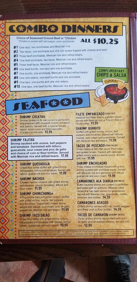 Menu at Casa Mezcal Mosinee restaurant, Mosinee
