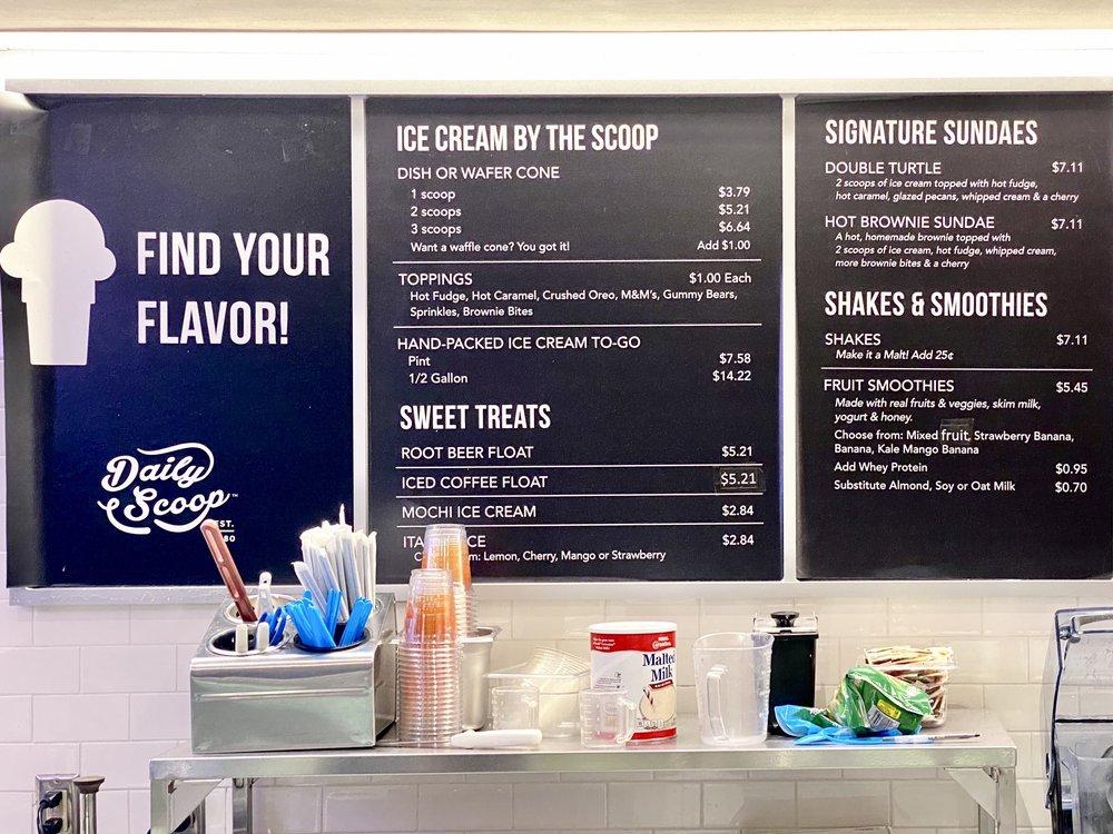 Menu at Daily Scoop in Memorial Union cafeteria, Madison