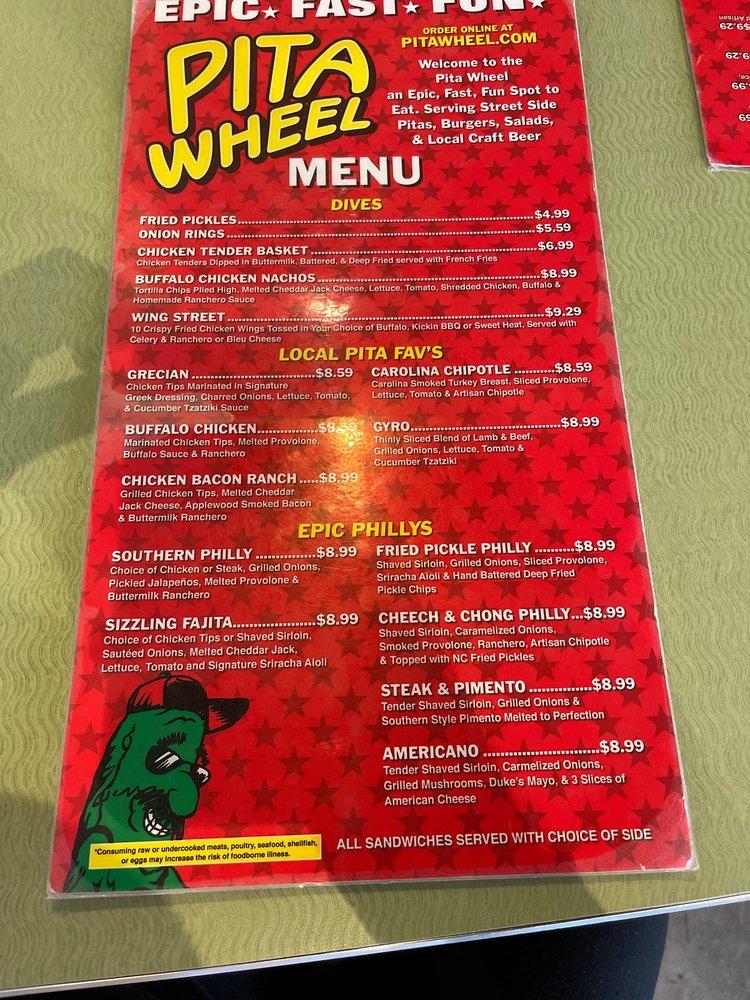Menu at Pita Wheel cafe, Gastonia, 110 S York St