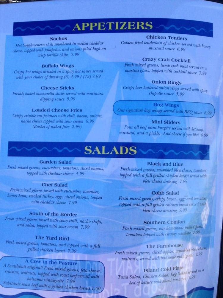 Menu at Scuttlebutt Restaurant & Marina, Cobb Island