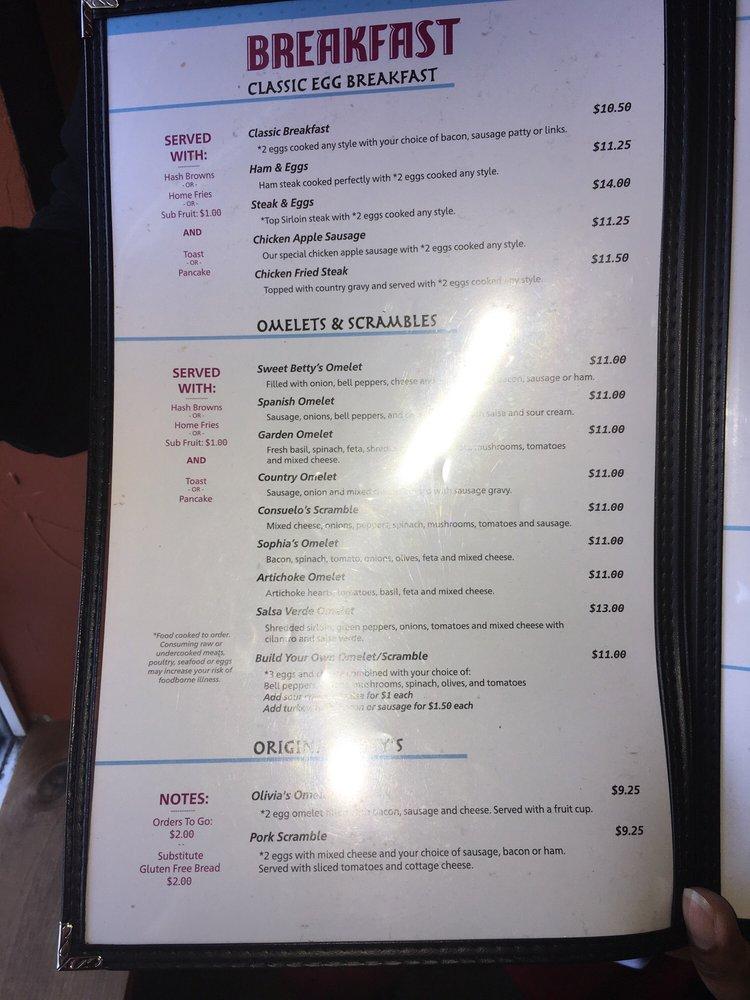 Menu at Sweet Betty's Bistro cafe, Gresham