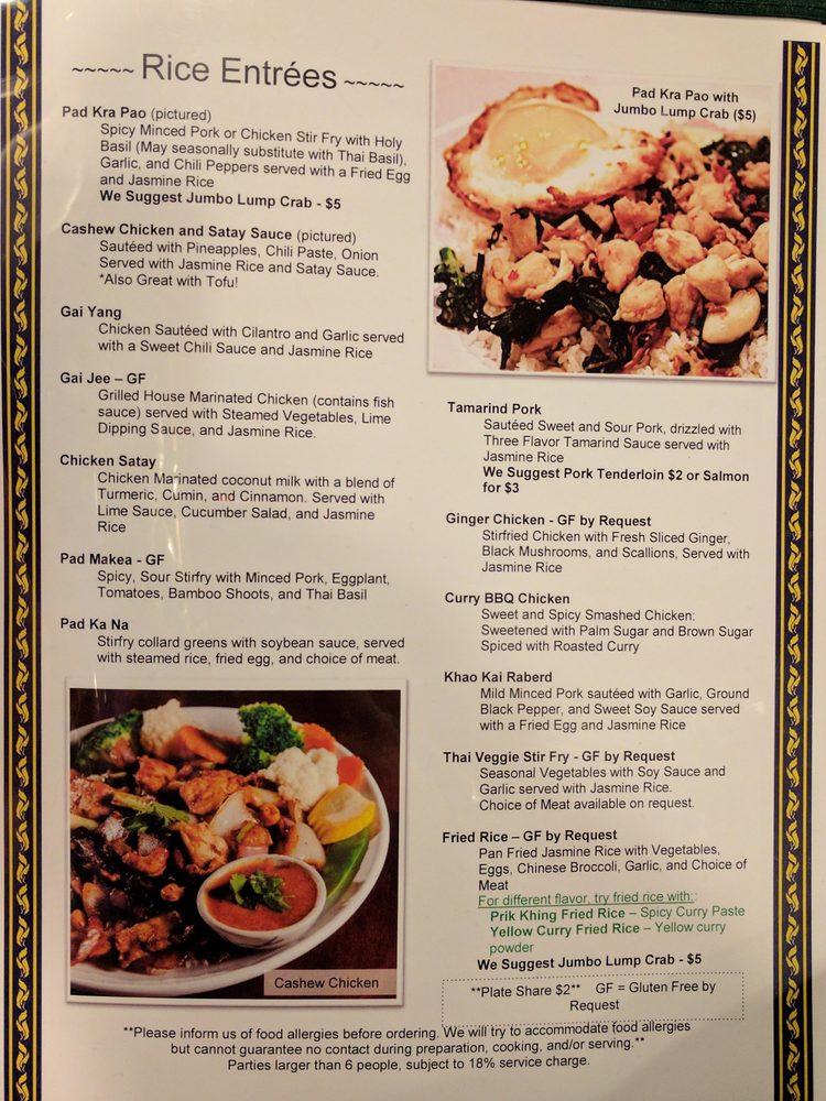 Menu at The Smiling Elephant restaurant, Nashville
