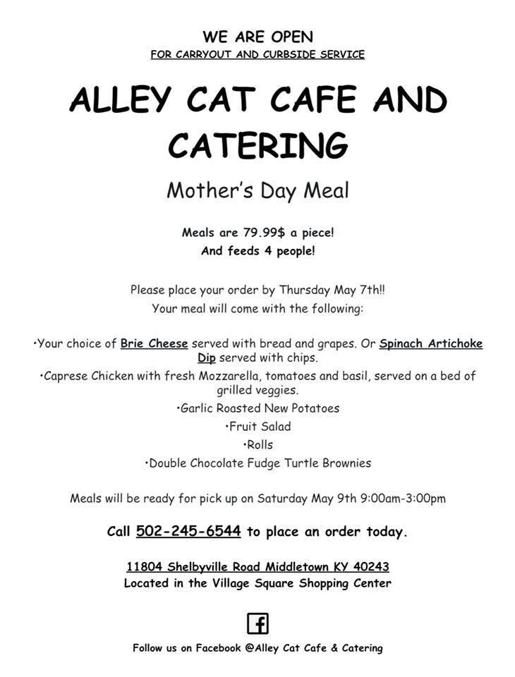 Menu at Alley Cat Cafe & Catering, Louisville