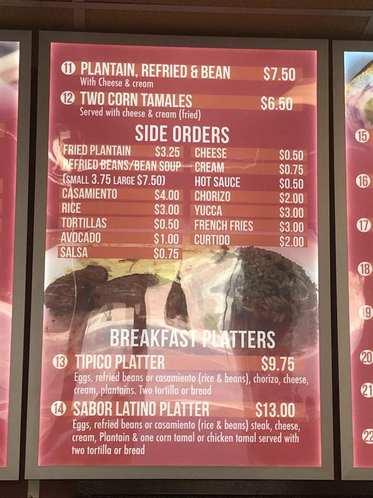 Menu at El Sabor Latino Bakery, Wheaton-Glenmont