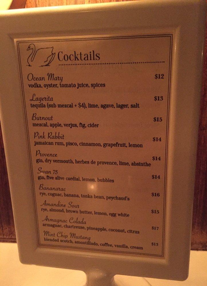 Menu at Le Swan restaurant, Toronto