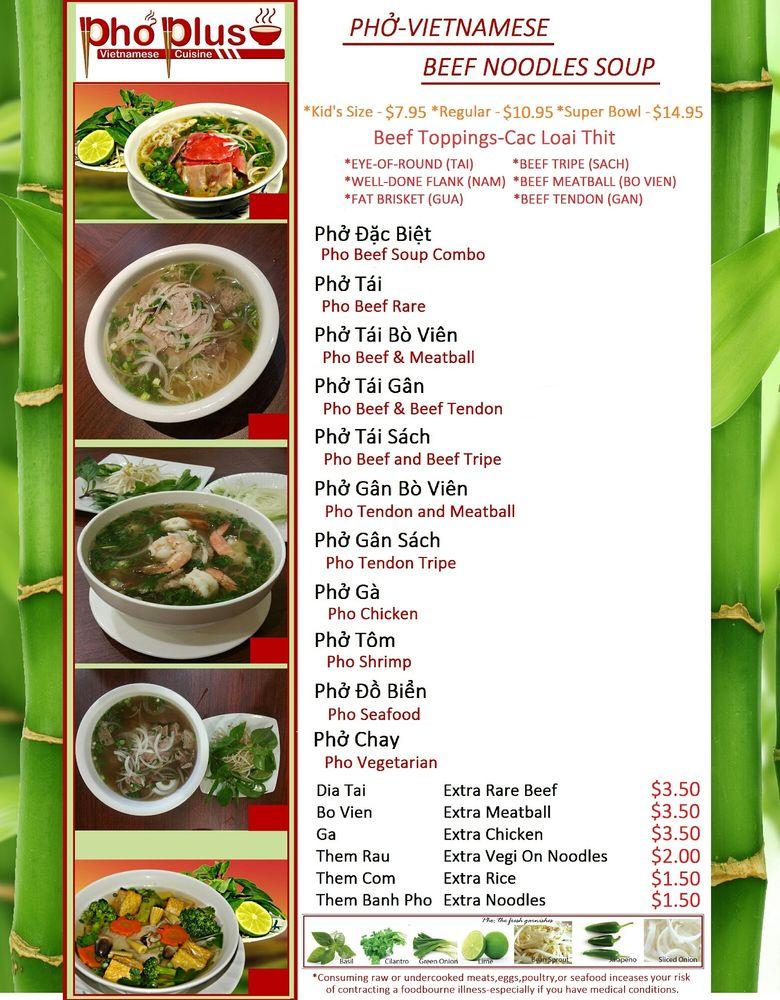 Menu at Pho Plus, Cape Coral, Del Prado Blvd S