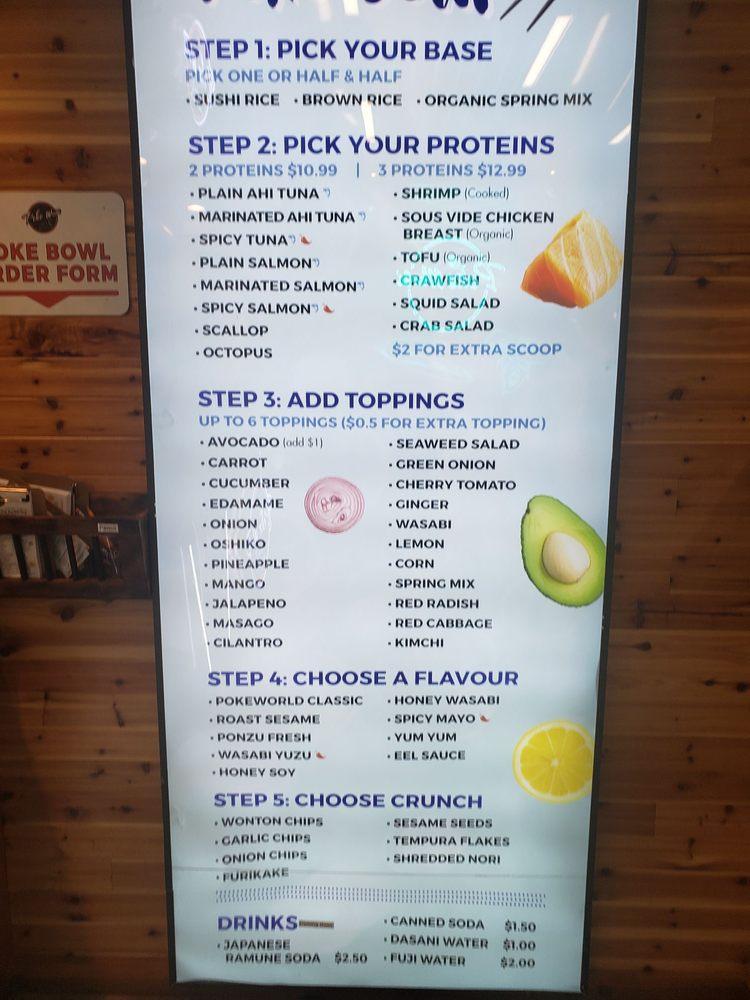 Menu at Pokeworld, Memphis
