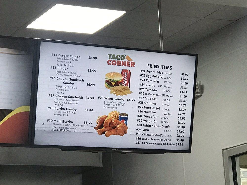 Menu at Taco Corner restaurant, Highlands