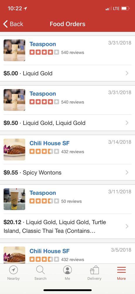 Menu at Teaspoon restaurant, Redwood City