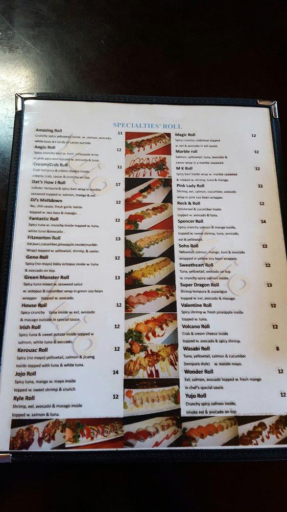 Menu at Yujo Sushi & Asian Cuisine restaurant, Dracut