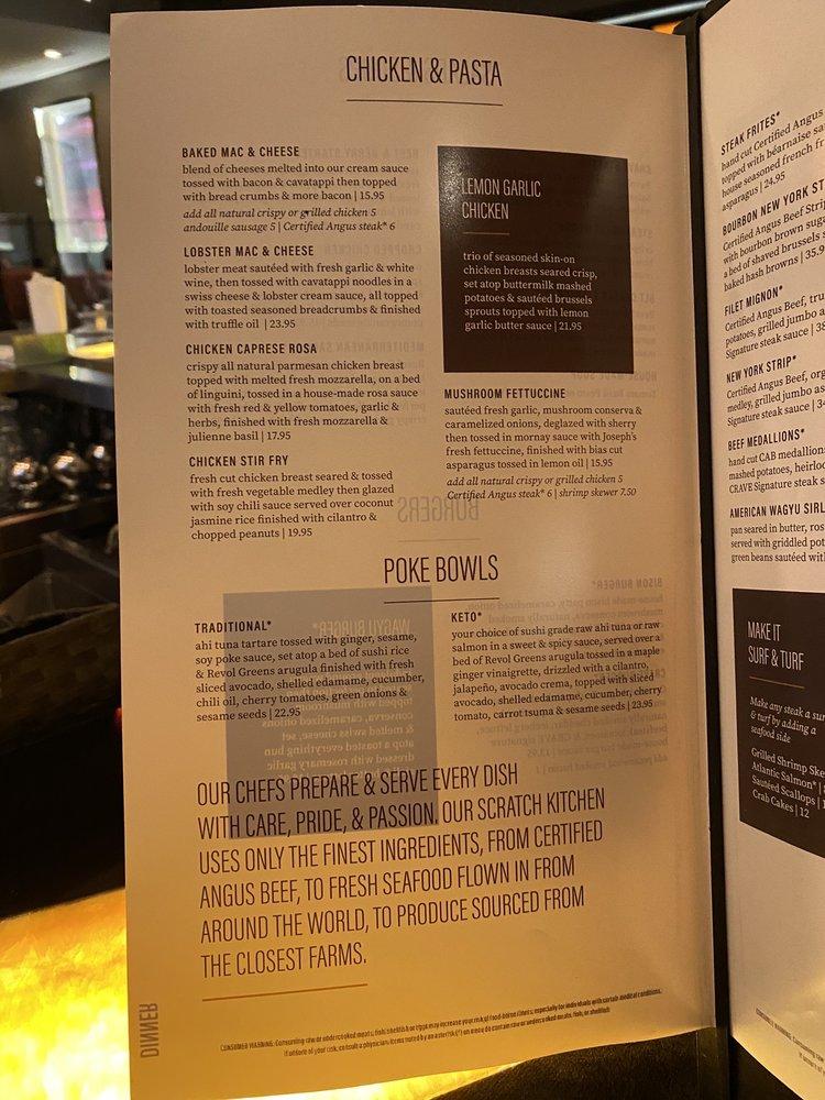 Menu at CRAVE American Kitchen & Sushi Bar (West Acres - Fargo), Fargo ...