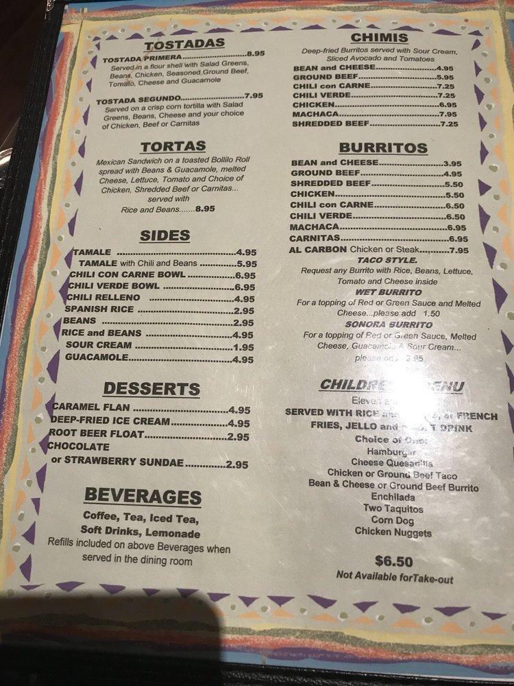 Menu at Green Onion desserts, Moreno Valley