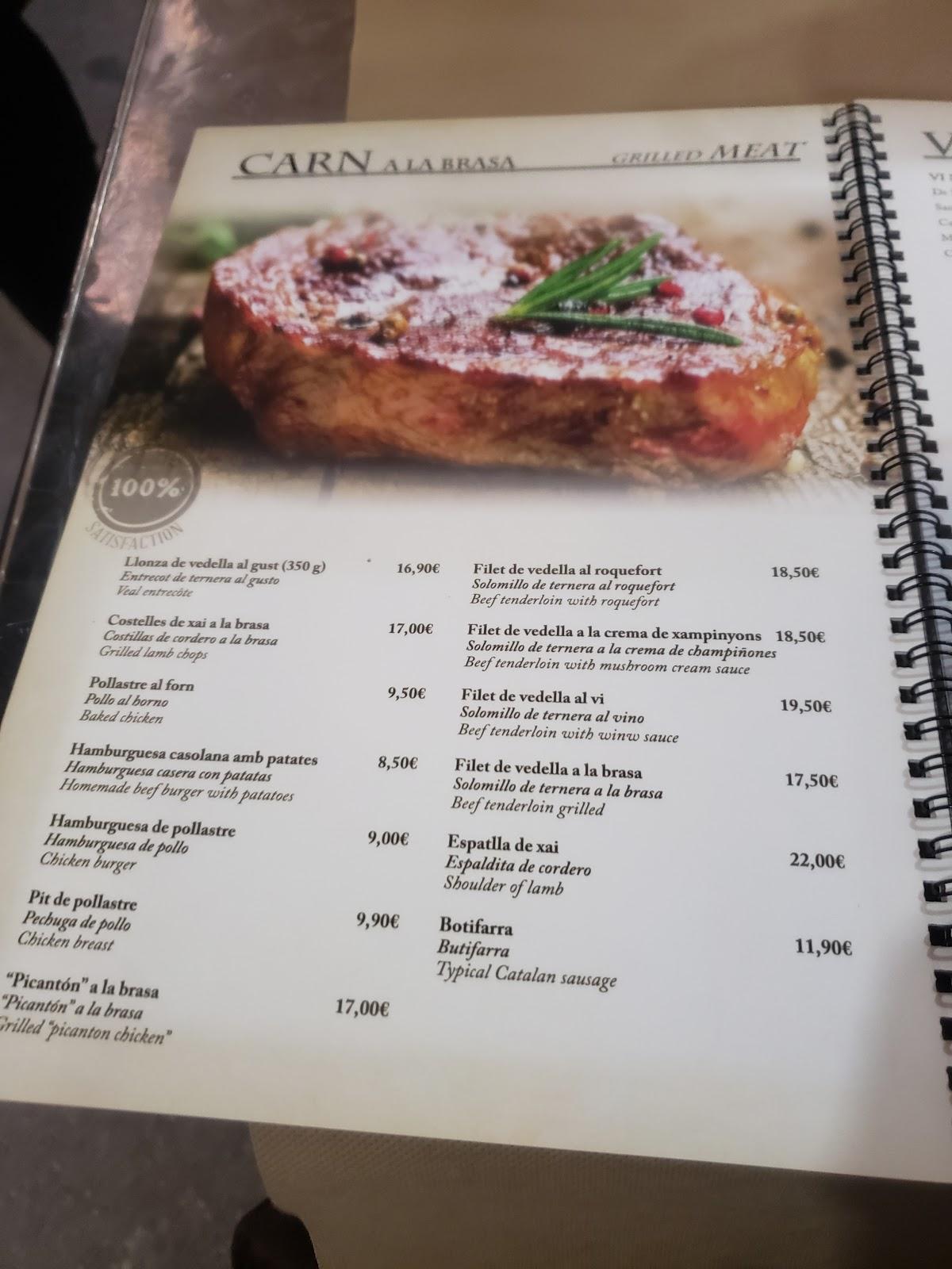 Menu at Restaurant Colom, Barcelona, Rambla del Poblenou