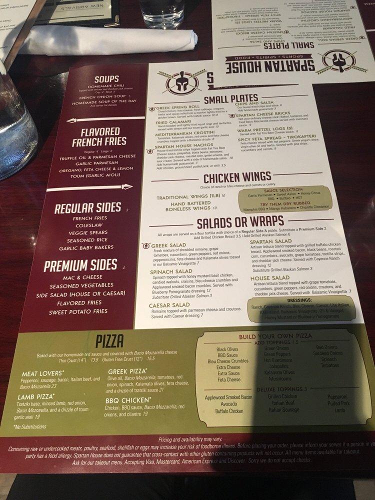 Menu at Spartan Ale House pub & bar, Aurora