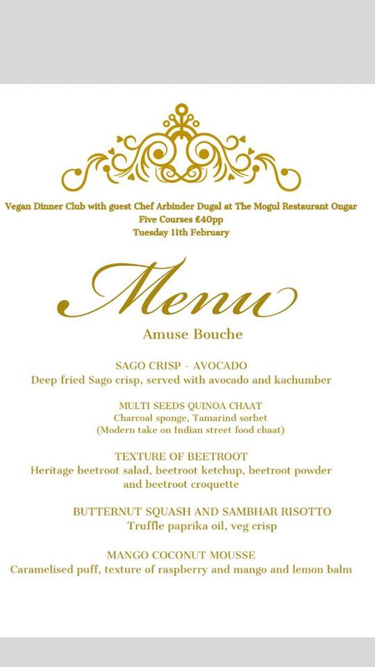 Menu at The Mogul Restaurant, Chipping Ongar