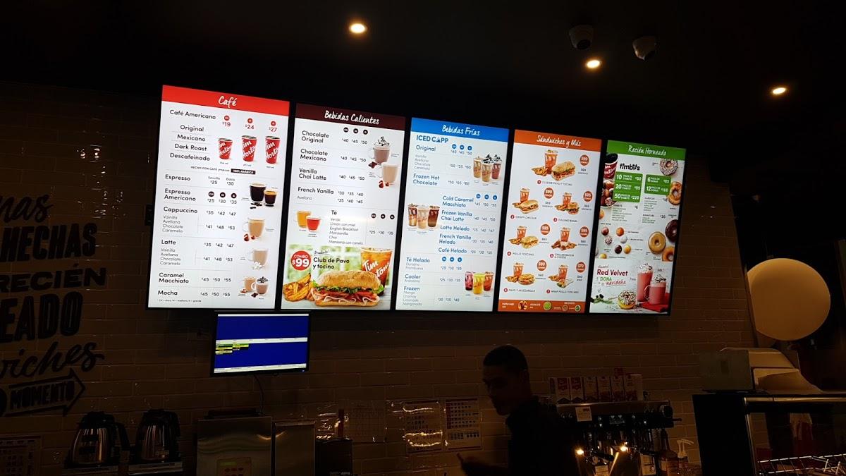 Menu at Tim Hortons cafe, Monterrey