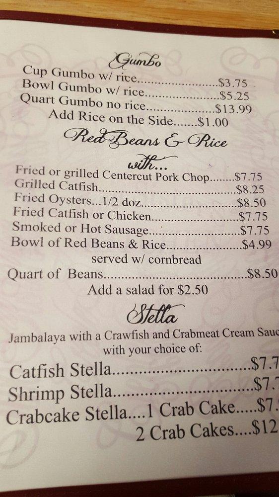 Menu at Two Sisters Creole Kitchen restaurant, Picayune