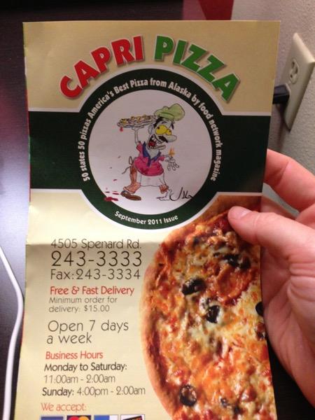 Menu at Capri Pizza pizzeria, Anchorage