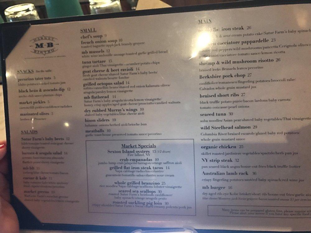 Menu at Market Bistro pub & bar, Jericho