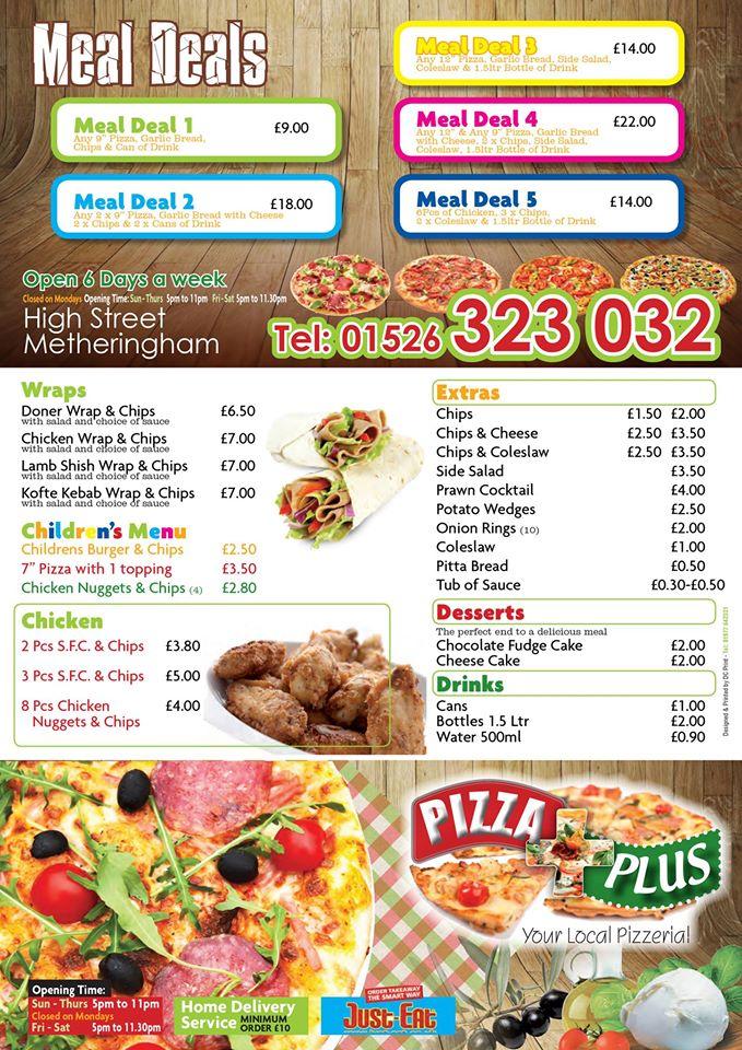 Menu at Pizza Plus fast food, Metheringham