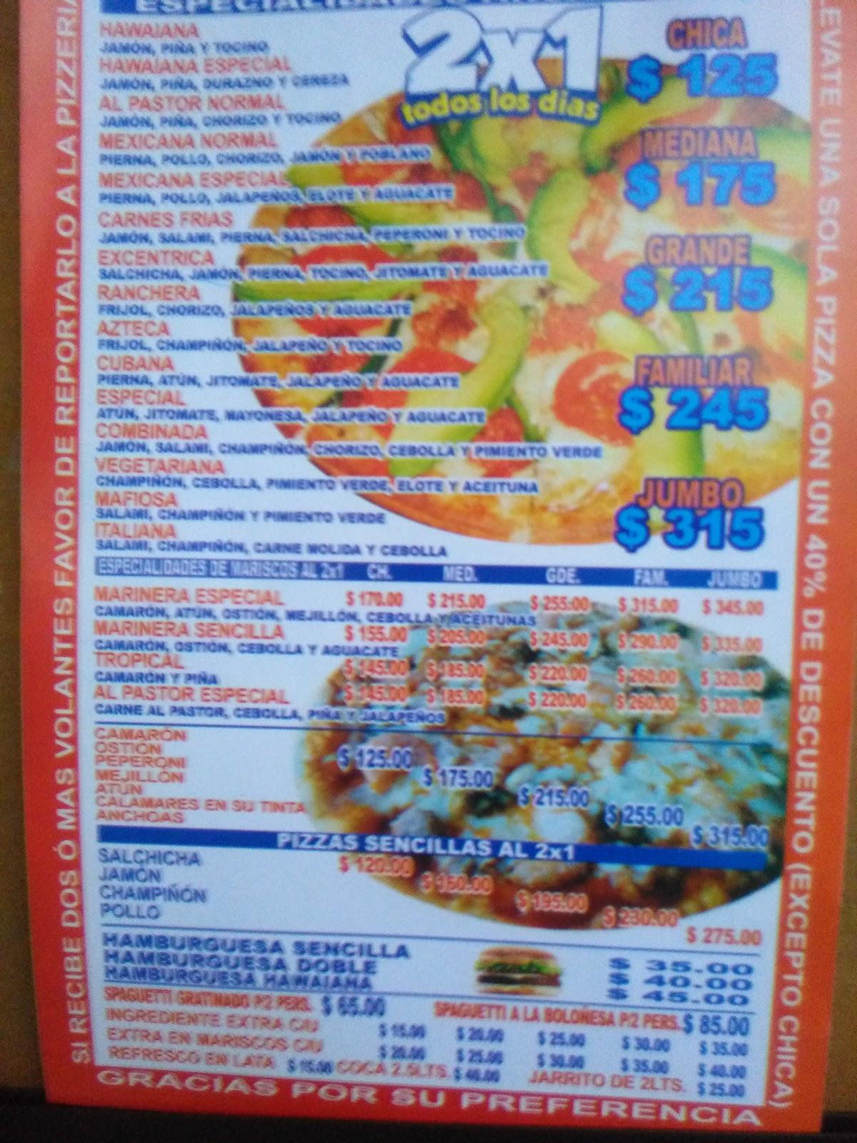 Menu at Pizza Snacks Amore restaurant, Mexico City