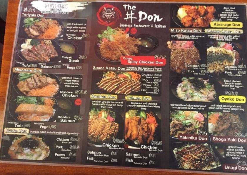 Menu at The Don restaurant, Auckland, 47 High St