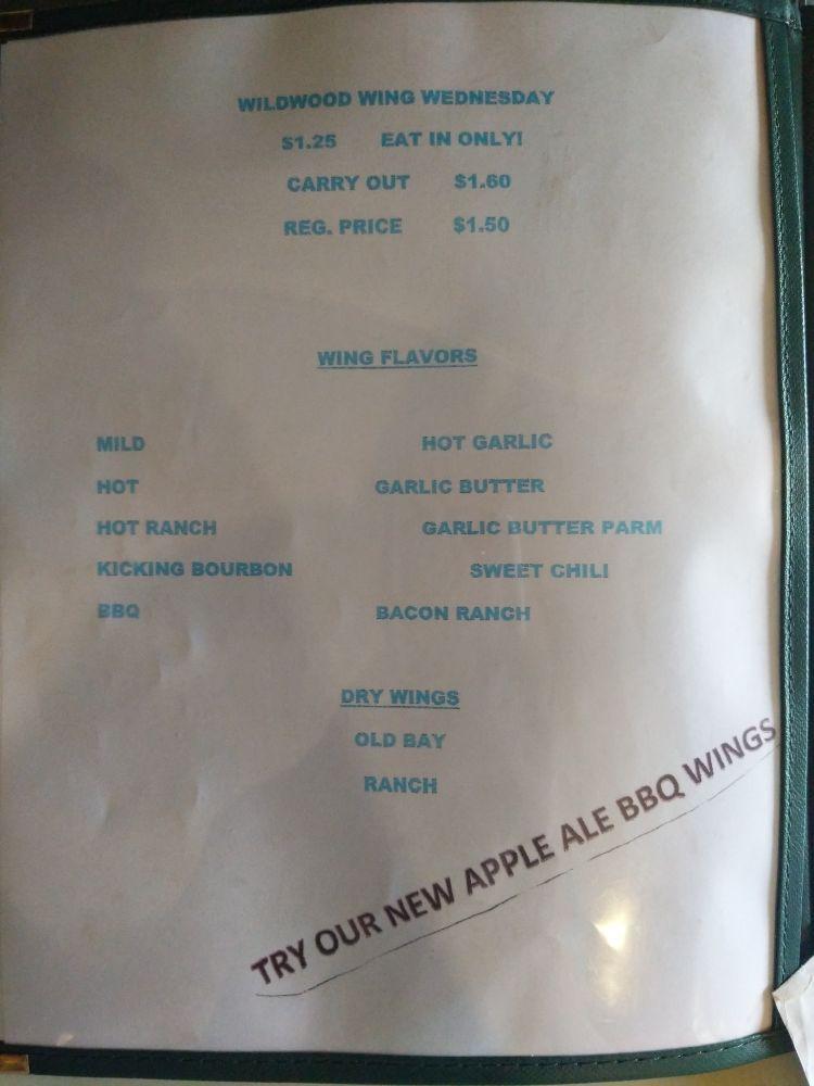 Menu at Wildwood Inn Restaurant, Breezewood