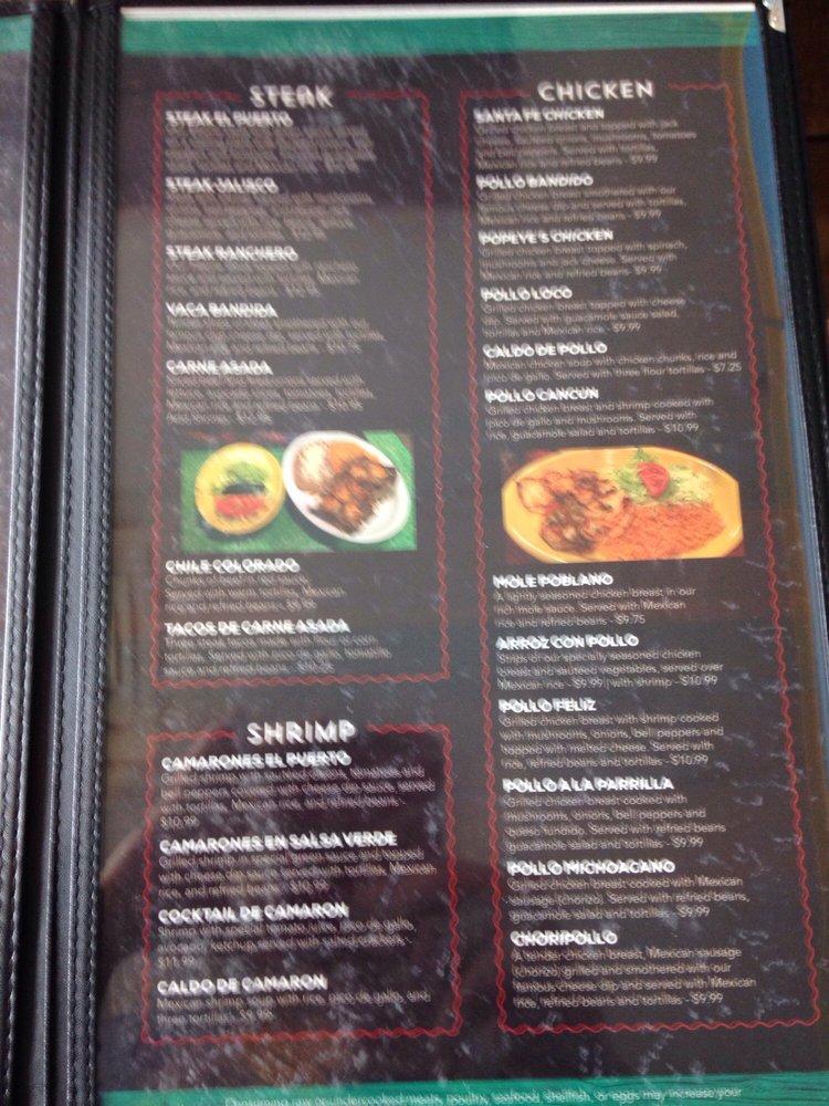 Menu at El Puerto Mexican Restaurant, Pleasant Hill