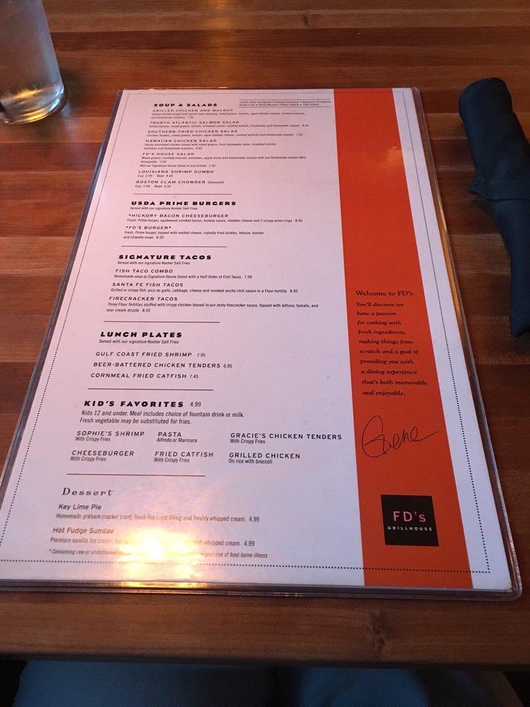 Menu at FD's Grillhouse pub & bar, Springfield