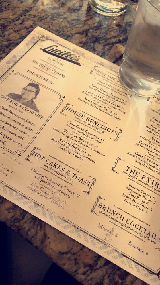 Menu at Lucille's restaurant, Houston