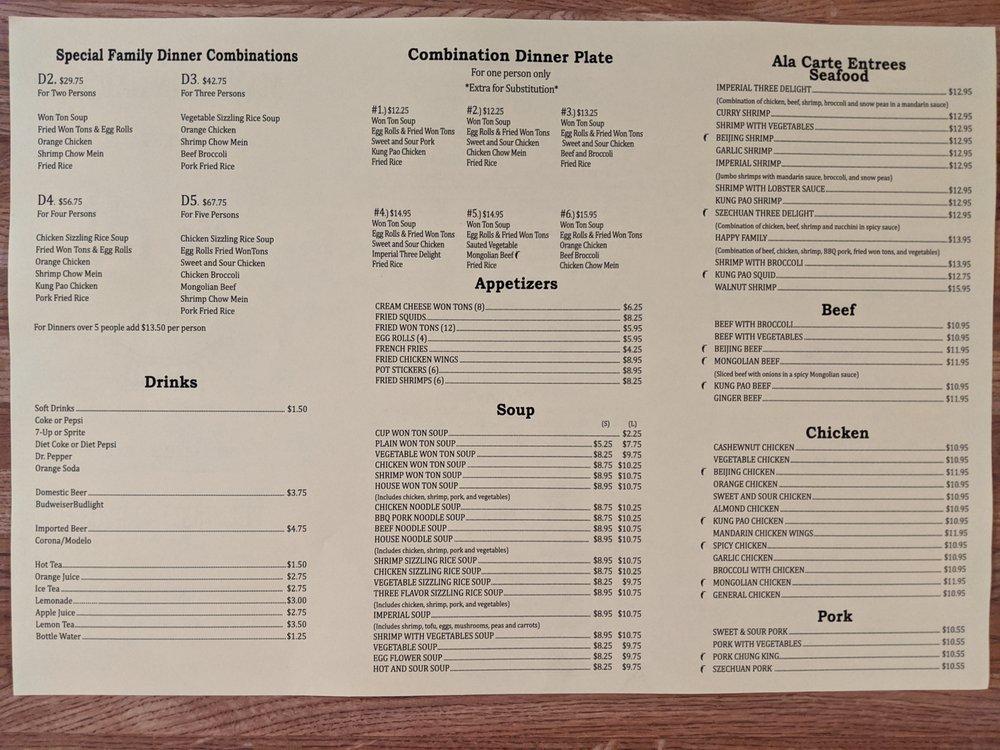 Menu at Mandarin Garden Chinese Restaurant, Salinas