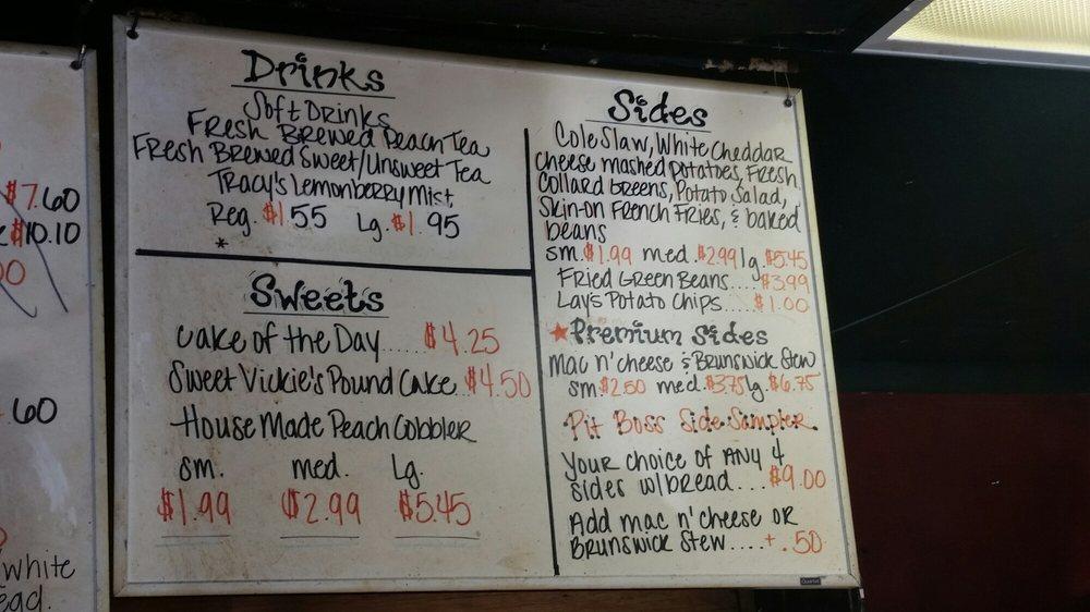 Menu at Pit Boss BBQ, Hapeville