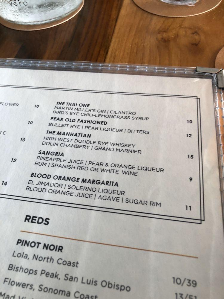 Menu at Shore Longboat Key restaurant, Longboat Key