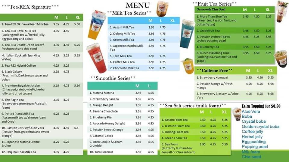 Menu at Tea-REX pub & bar, Lafayette