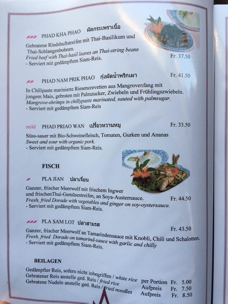 Speisekarte von Ban Song Thai Restaurant, Zürich