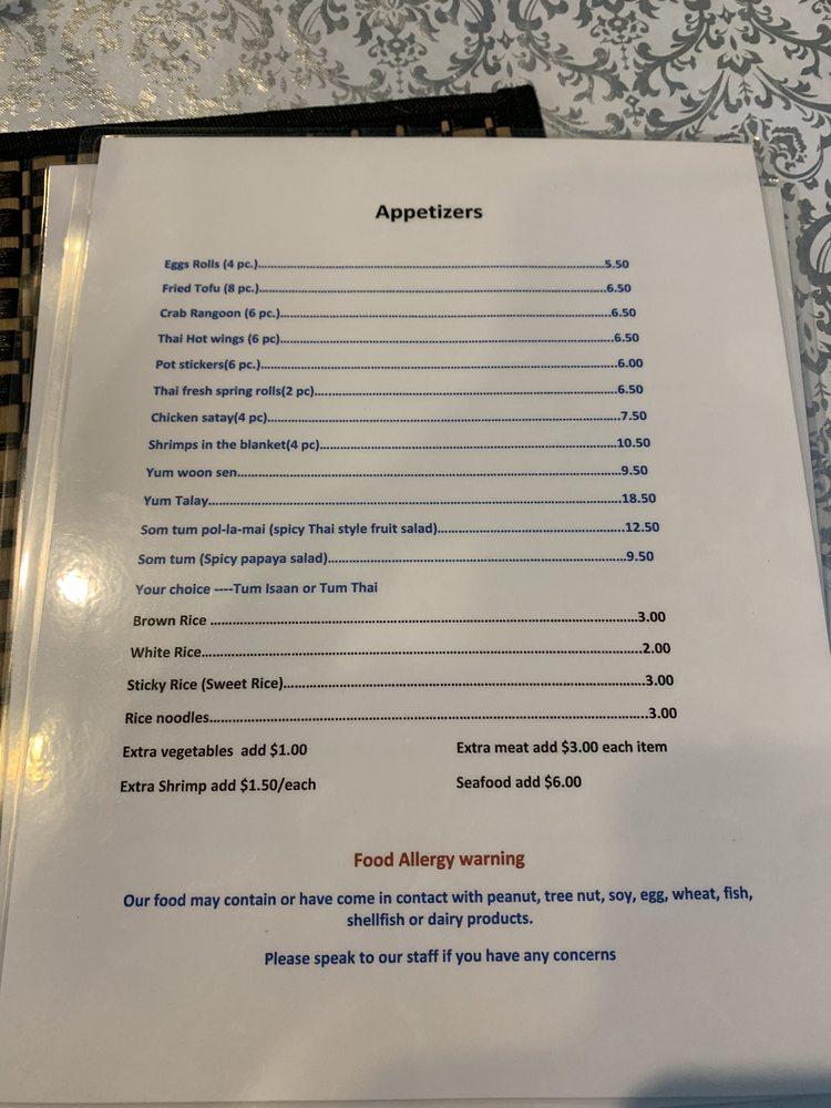 Menu at Blue Elephant Thai Restaurant, Coralville