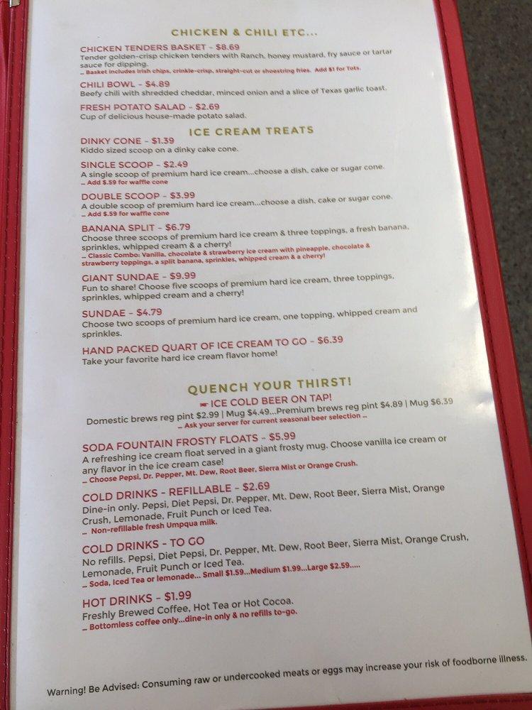 Menu at Giant Burger restaurant, Springfield, Main St