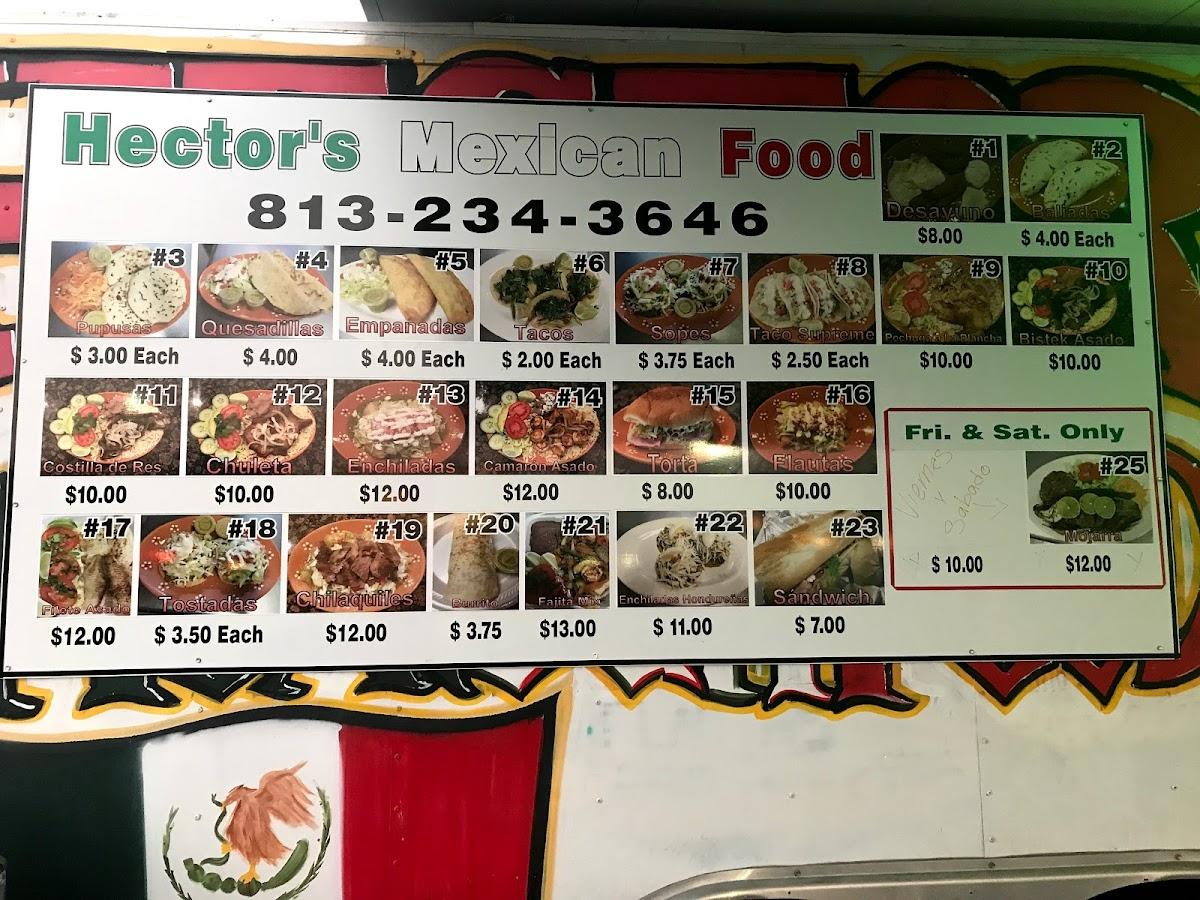 Menu at Hector's Mexican Food restaurant, Tampa, E Hillsborough Ave