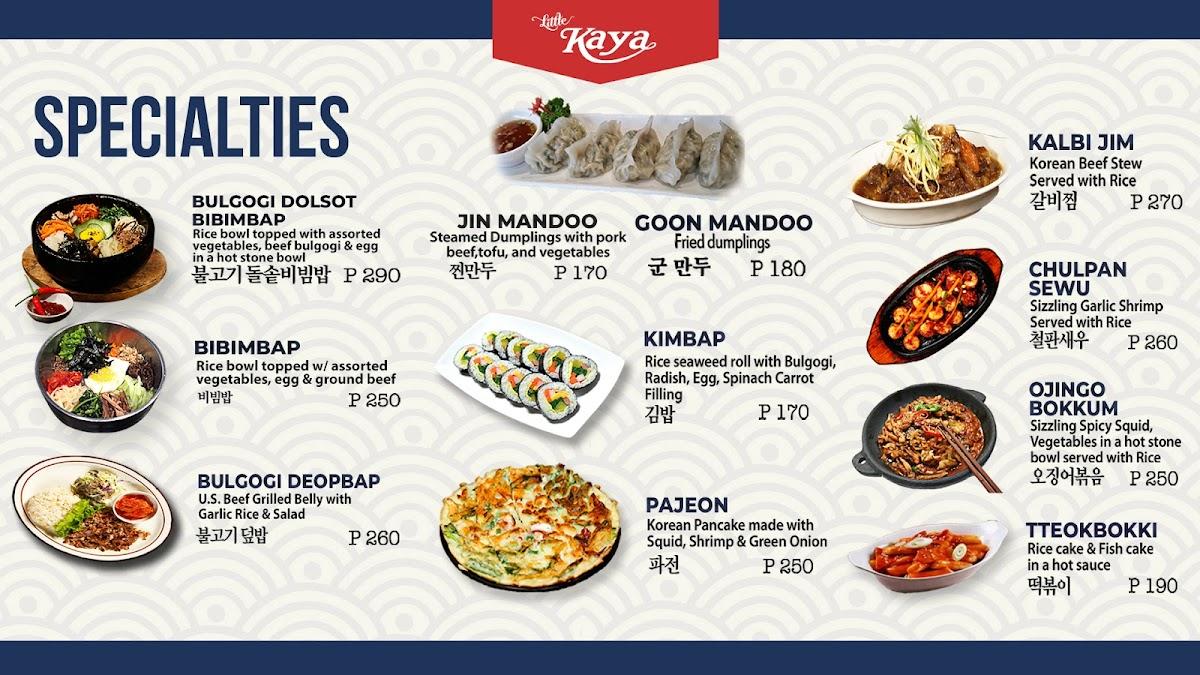 Menu at Little Kaya Korean Restaurant- Glorietta 4, Makati, Food Choices